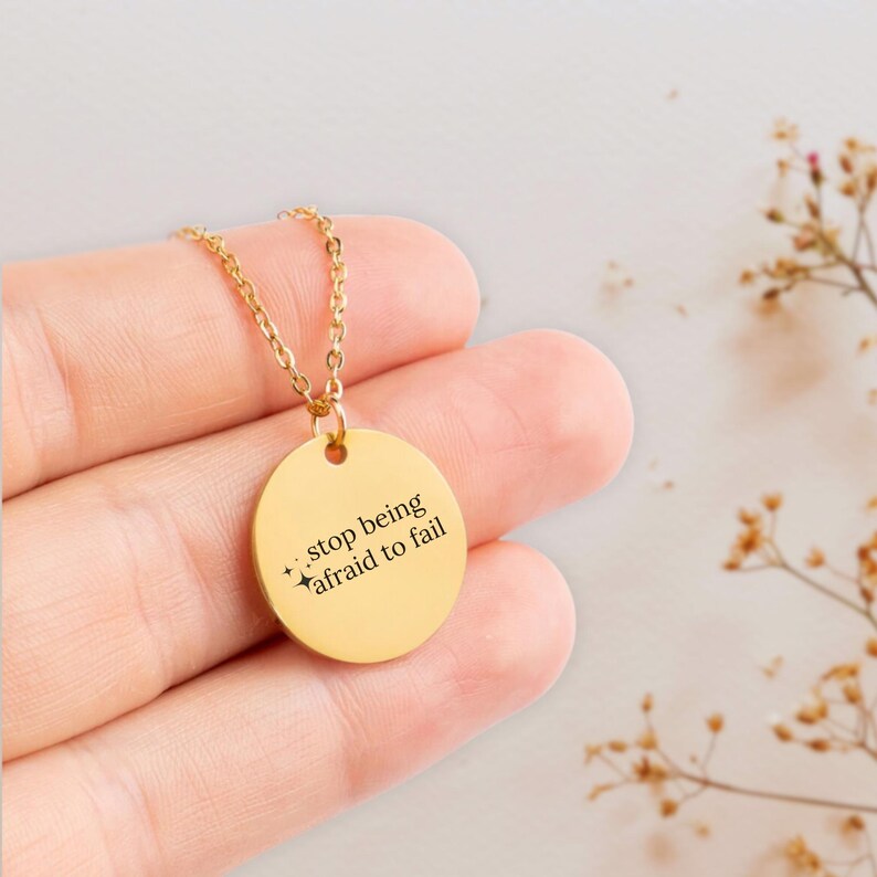 Stop Being Afraid to Fail Necklace, Inspirational Quote Jewelry Gift ...
