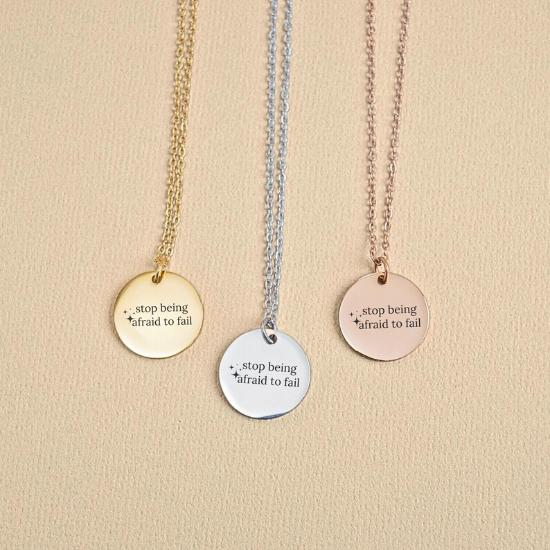 Stop Being Afraid to Fail Necklace, Inspirational Quote Jewelry Gift ...