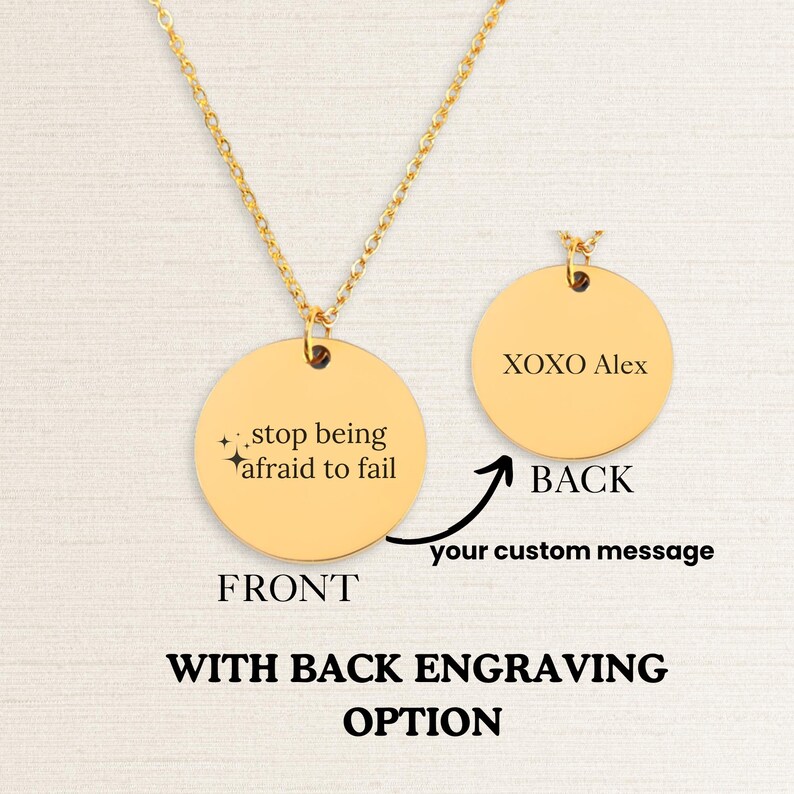 Stop Being Afraid to Fail Necklace, Inspirational Quote Jewelry Gift ...