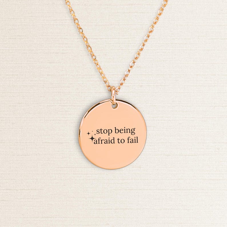 Stop Being Afraid to Fail Necklace, Inspirational Quote Jewelry Gift ...