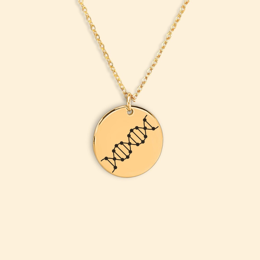 DNA Necklace: Engraved Double Helix Science Jewelry, Molecular Biology ...