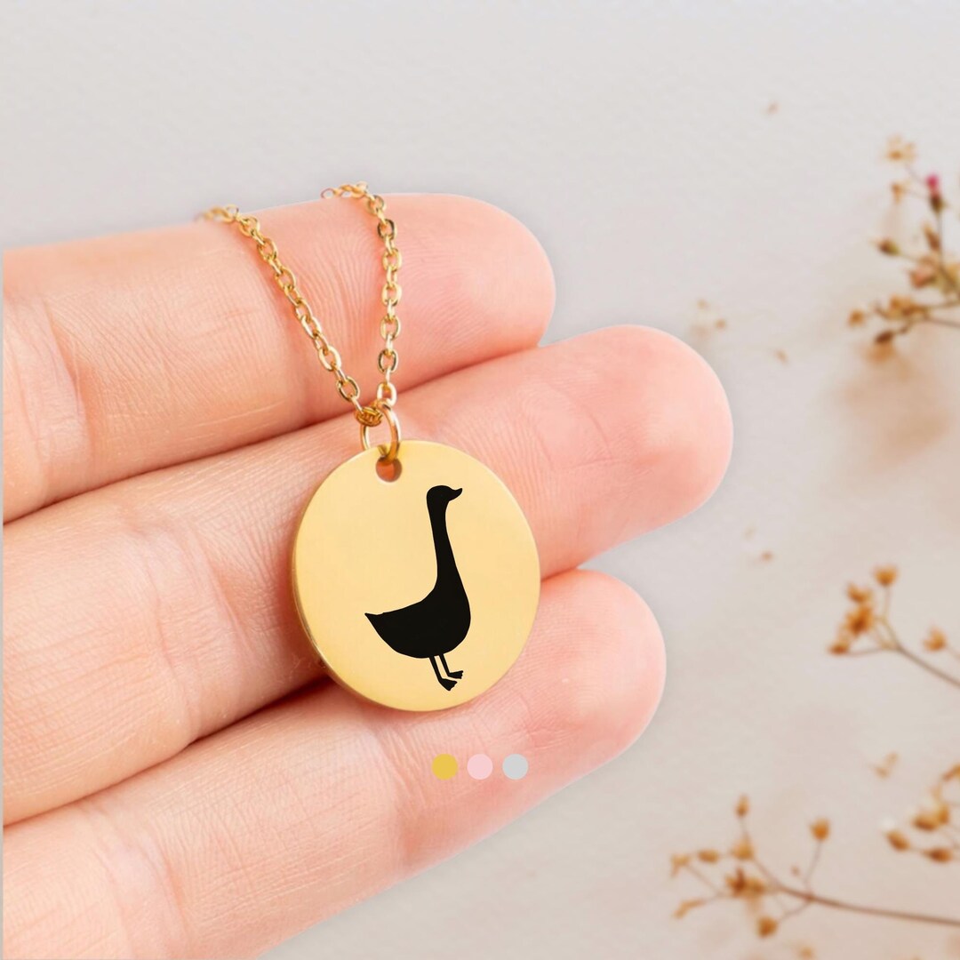 Personalized Goose Necklace, Silly Goose Engraved Jewelry for Her, Cute ...