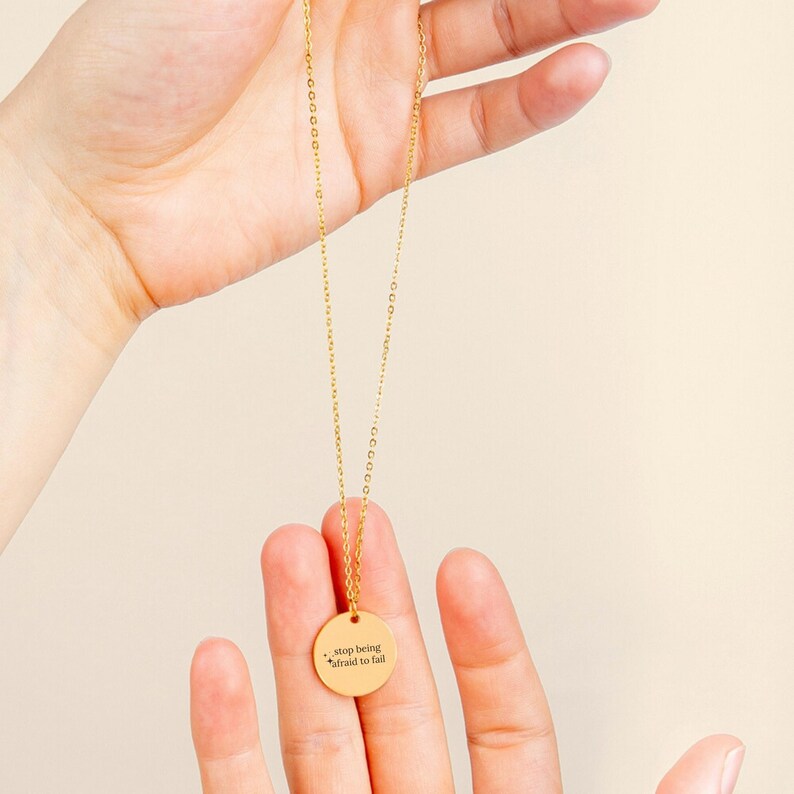 Stop Being Afraid to Fail Necklace, Inspirational Quote Jewelry Gift ...