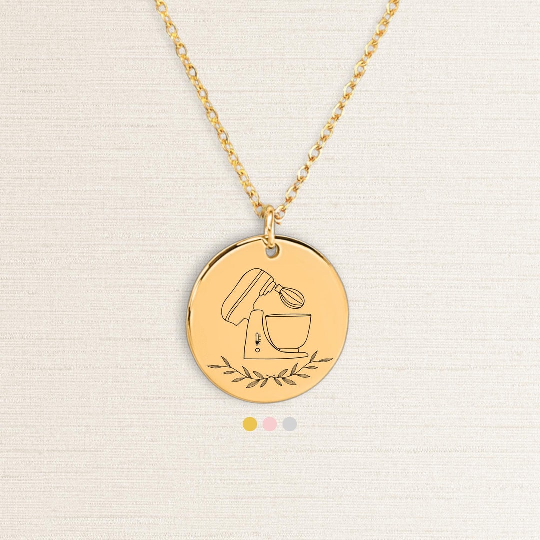 Stand Mixer Necklace, Custom Engraved Baking Jewelry, Gift for Baker ...