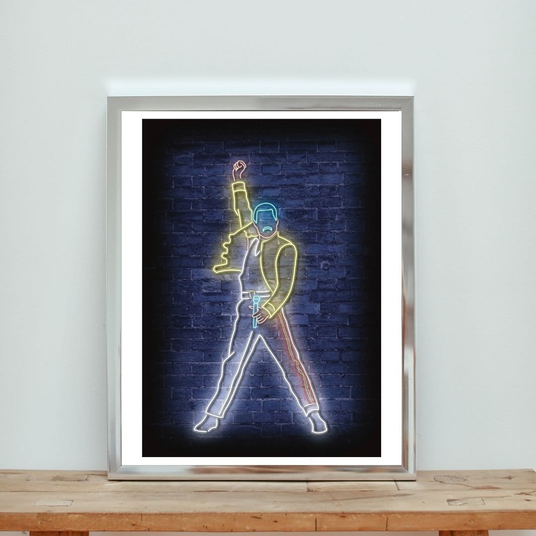 Freddie Mercury Queen Stylish 80s Music Legend Neon Light Poster Print ...