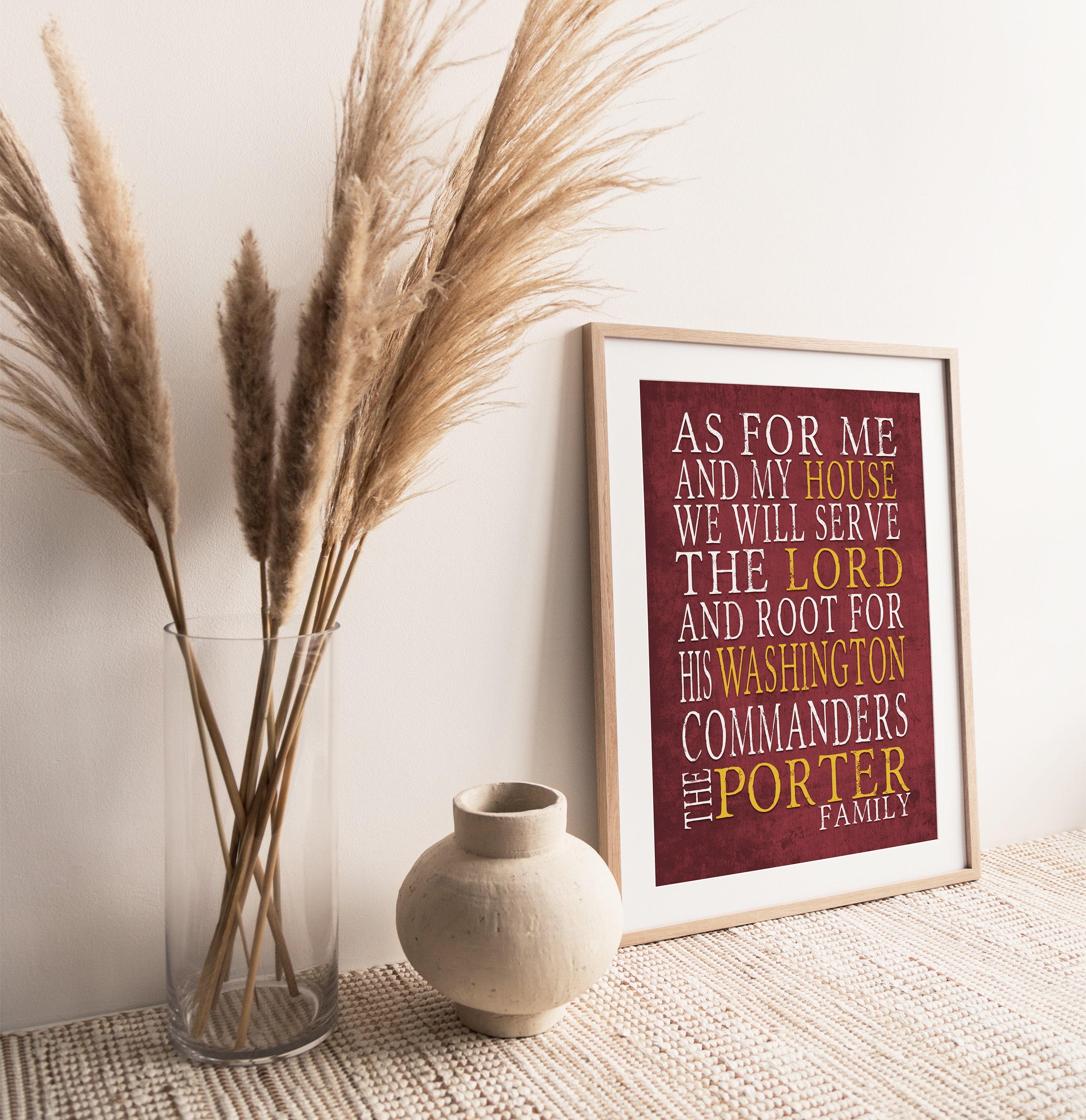 Washington Commanders Personalized Family Football Art Print - Etsy