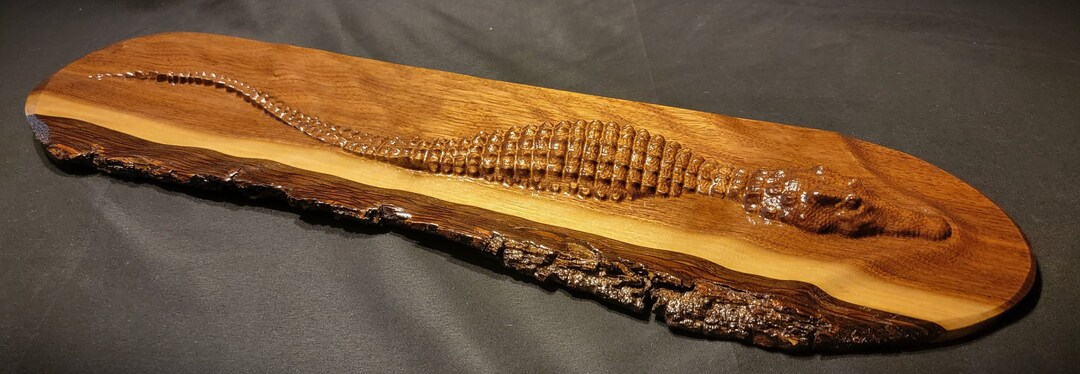 Swimming Crocodile Carving - Walnut With Live Bark Edge - Etsy
