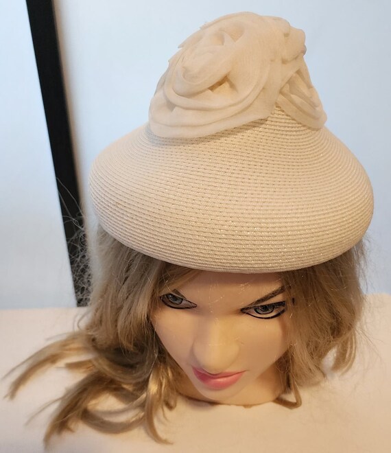 Vintage Cone Hat 1950s Small White Glazed Straw Cone … - Gem