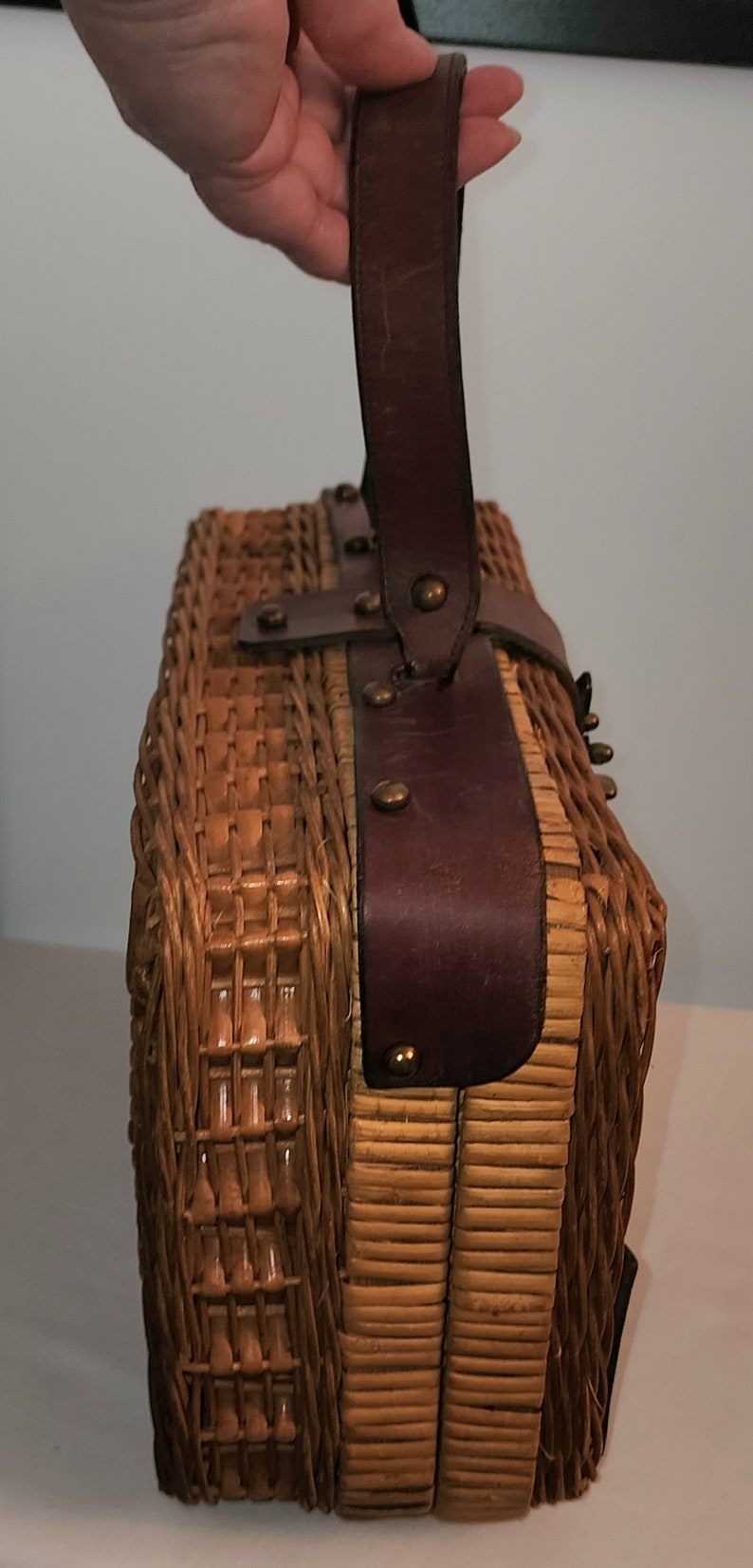 Vintage Aigner Purse 1970s Woven Wood Wicker Rattan Rectangle Box Purse ...
