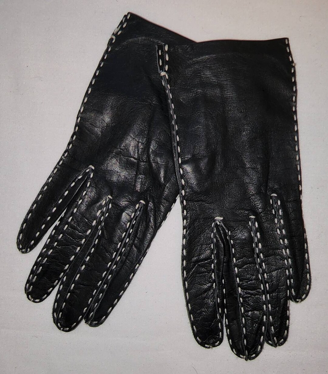 Vintage Leather Gloves 1960s Thin Black Leather Wrist Gloves - Etsy