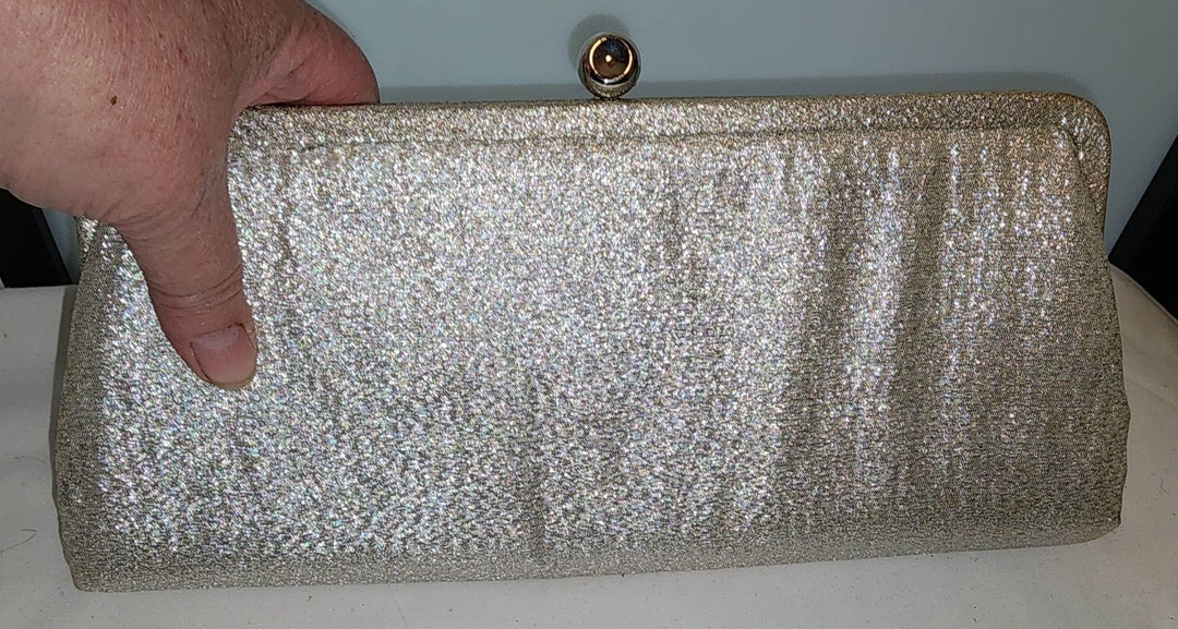 Vintage Silver Clutch 1950s 60s Metallic Silver Clutch Purse Optional ...