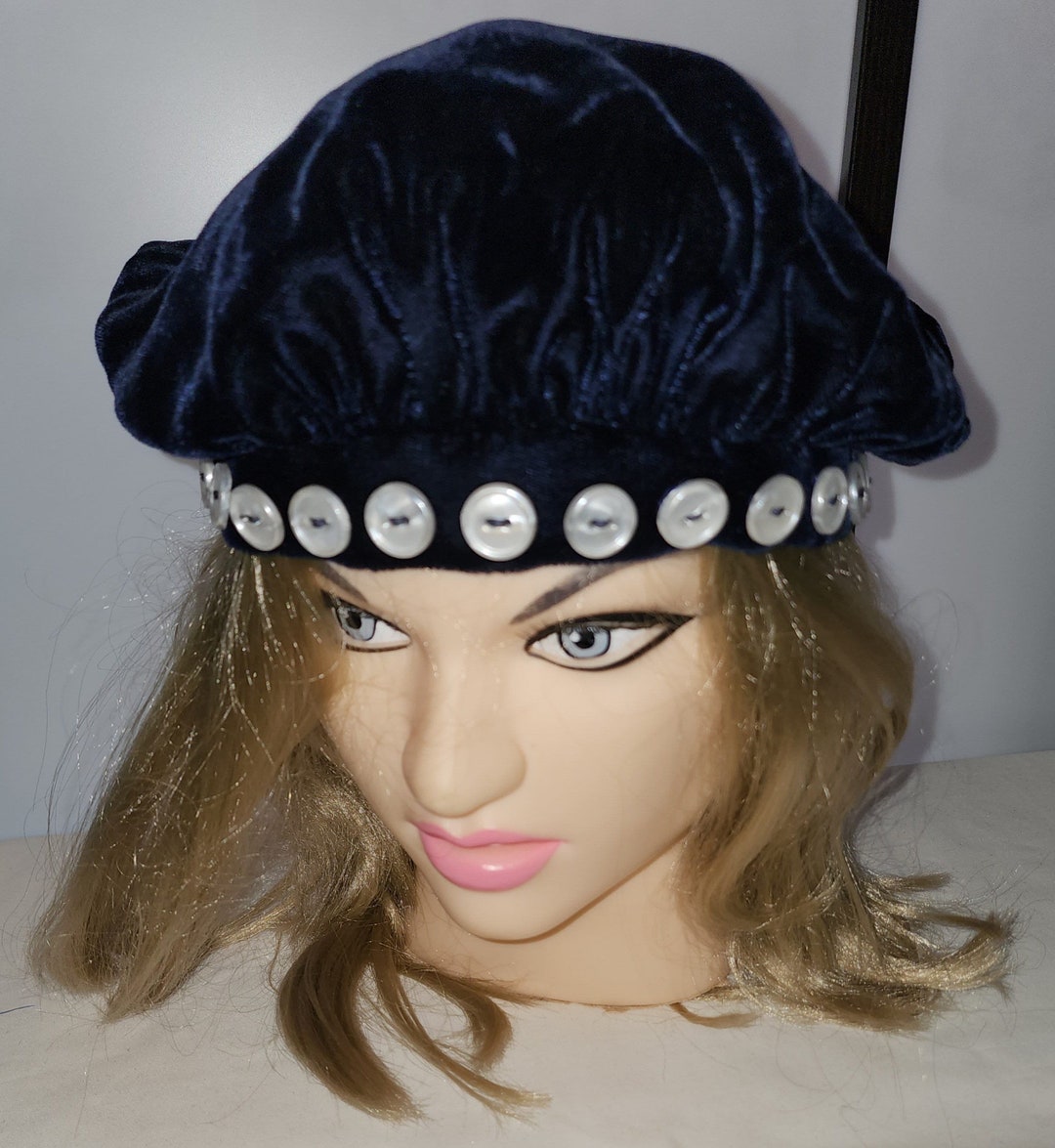 Vintage 1950s Hat Midnight Blue Velvet Beret Pouf Hat - Etsy