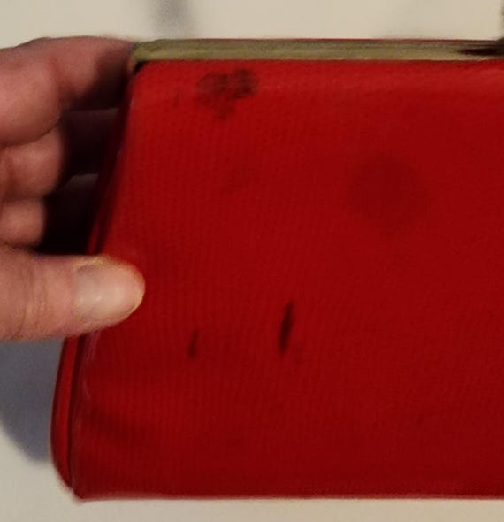 Vintage Red Purse 1950s 60s Long Bright Red Shiny Vin… - Gem