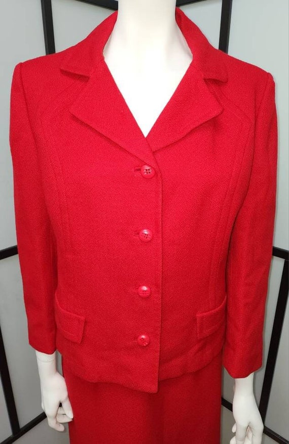 Vintage women's suit 1960s red wool skirt suit unique… - Gem