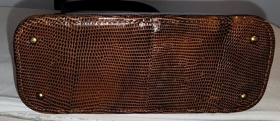 Vintage lizard purse 1940s 50s brown lizard skin tall… - Gem