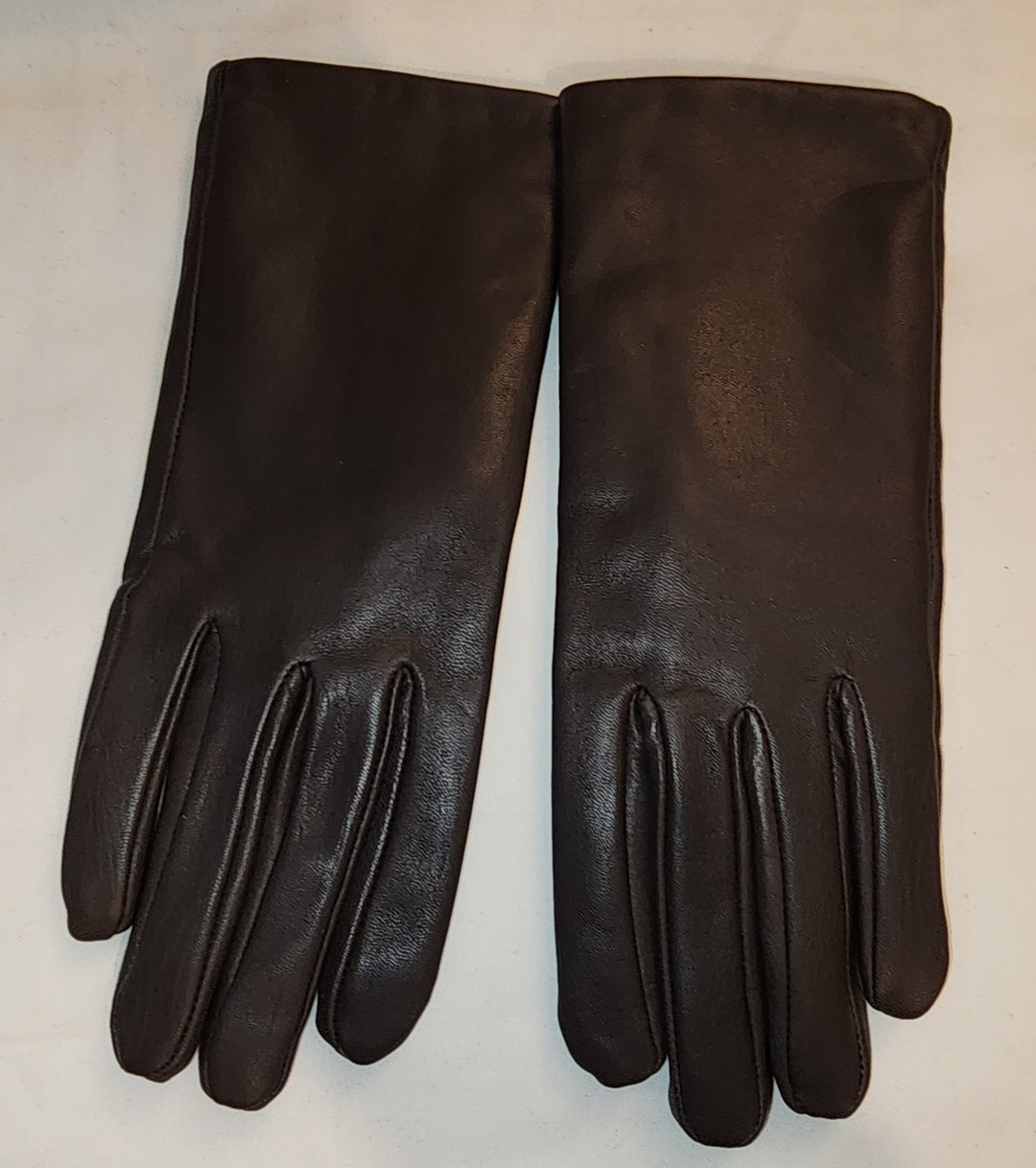 Vintage Leather Gloves 1990s 2000s Dark Gray Brown Leather Gloves Soft ...
