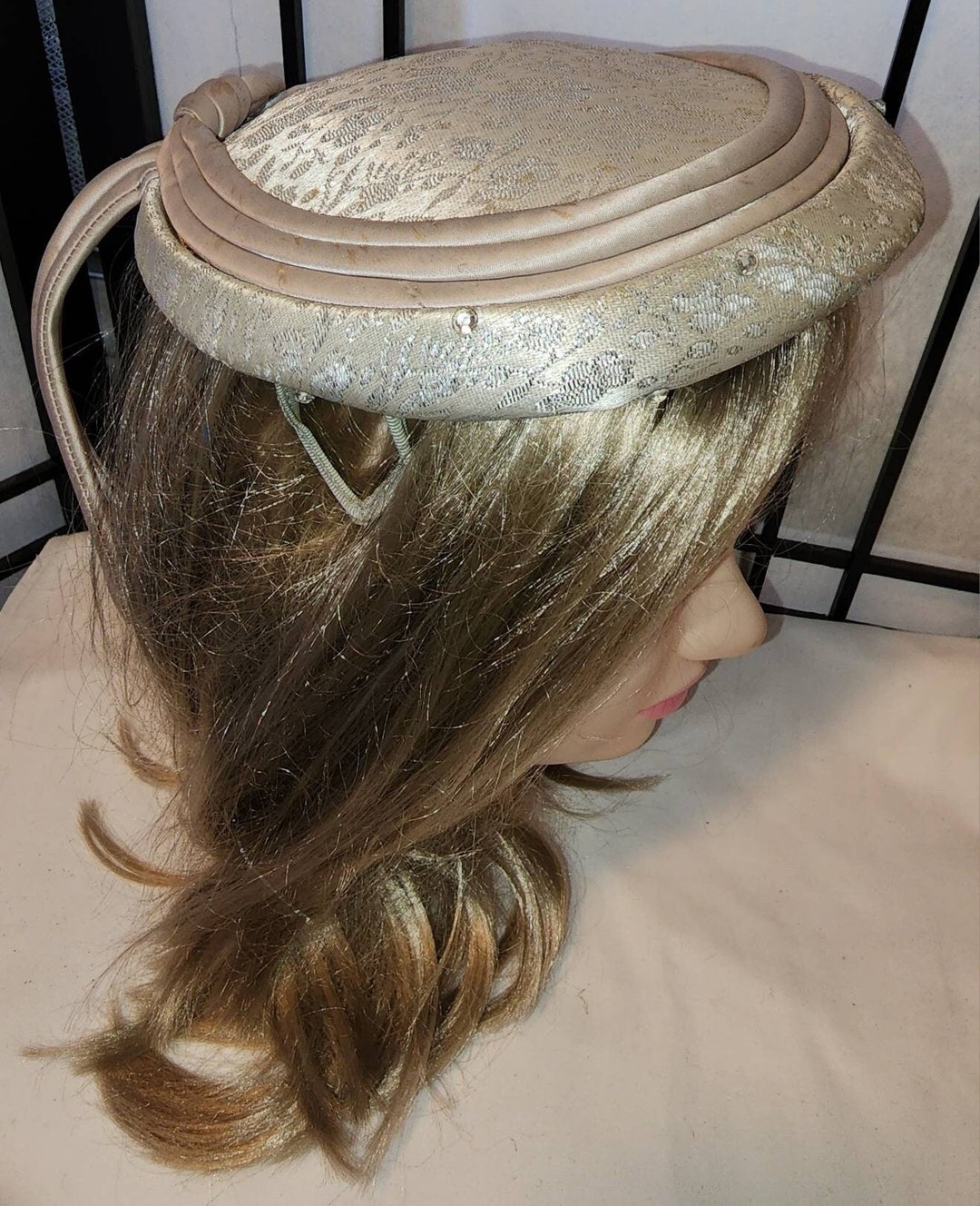 Vintage Brocade Hat 1950s Small Round Cream Gold Silver Metallic ...