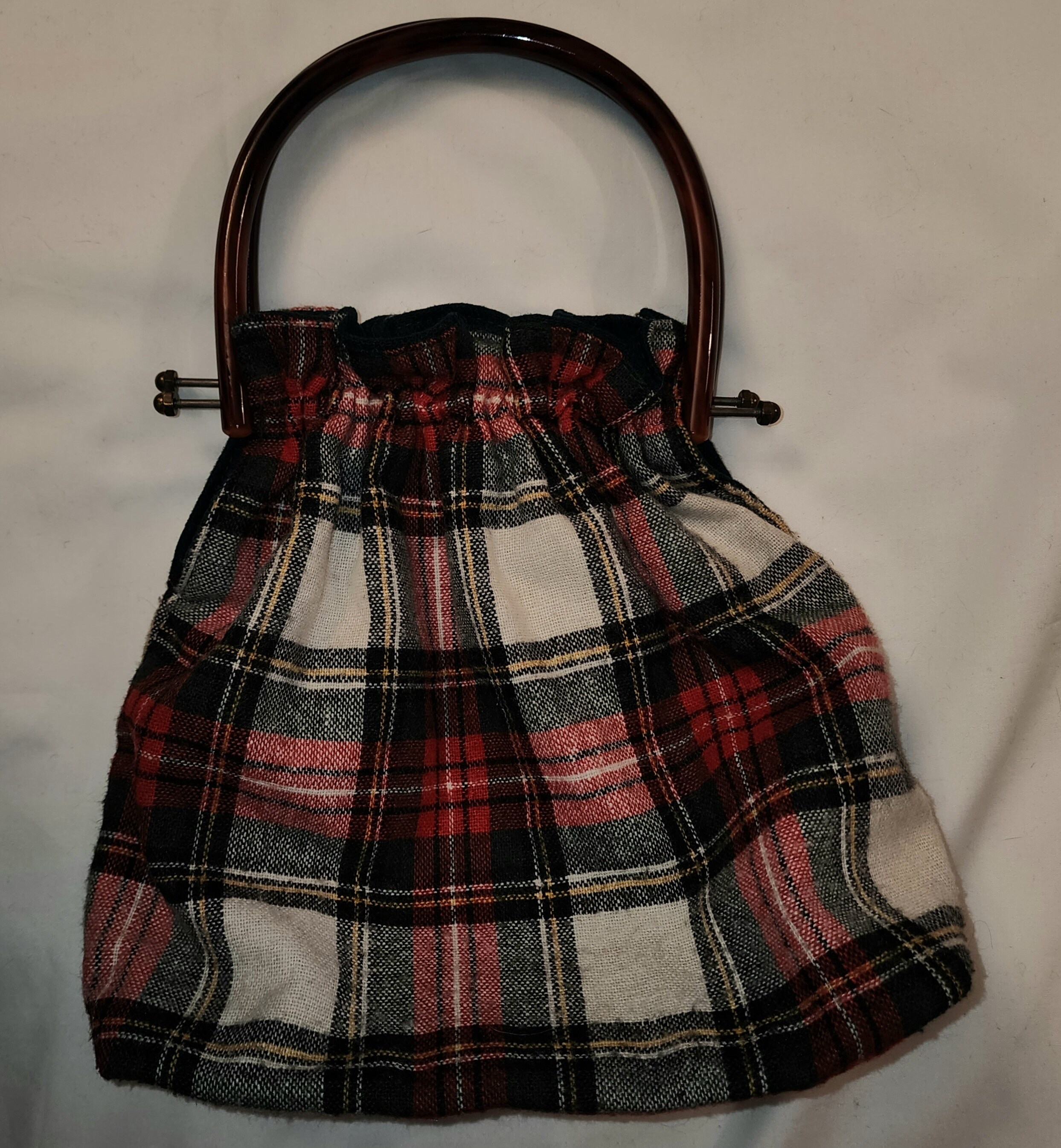 Vintage Wool Purse 1960s 70s Red White Green Wool Plaid Purse Large ...