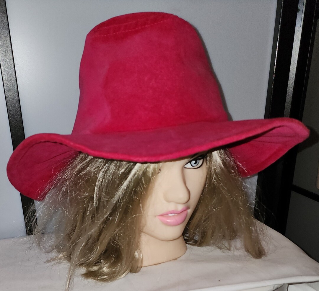 Vintage Floppy Hat 1960s Large Bright Pink Velvet Floppy Hat ...