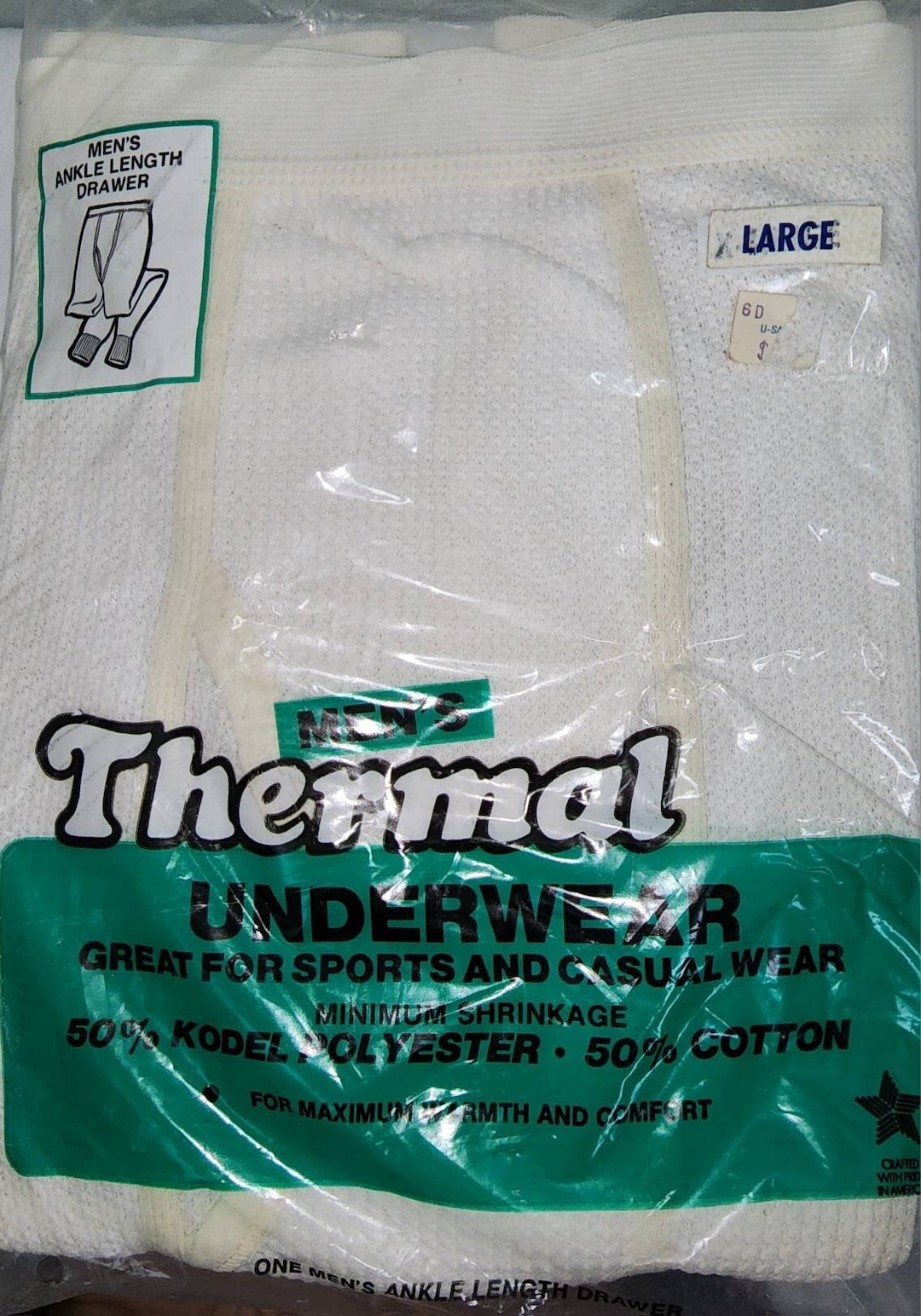 SALE Deadstock Vintage Men's Long Underwear 1980s Cotton Blend Cream ...