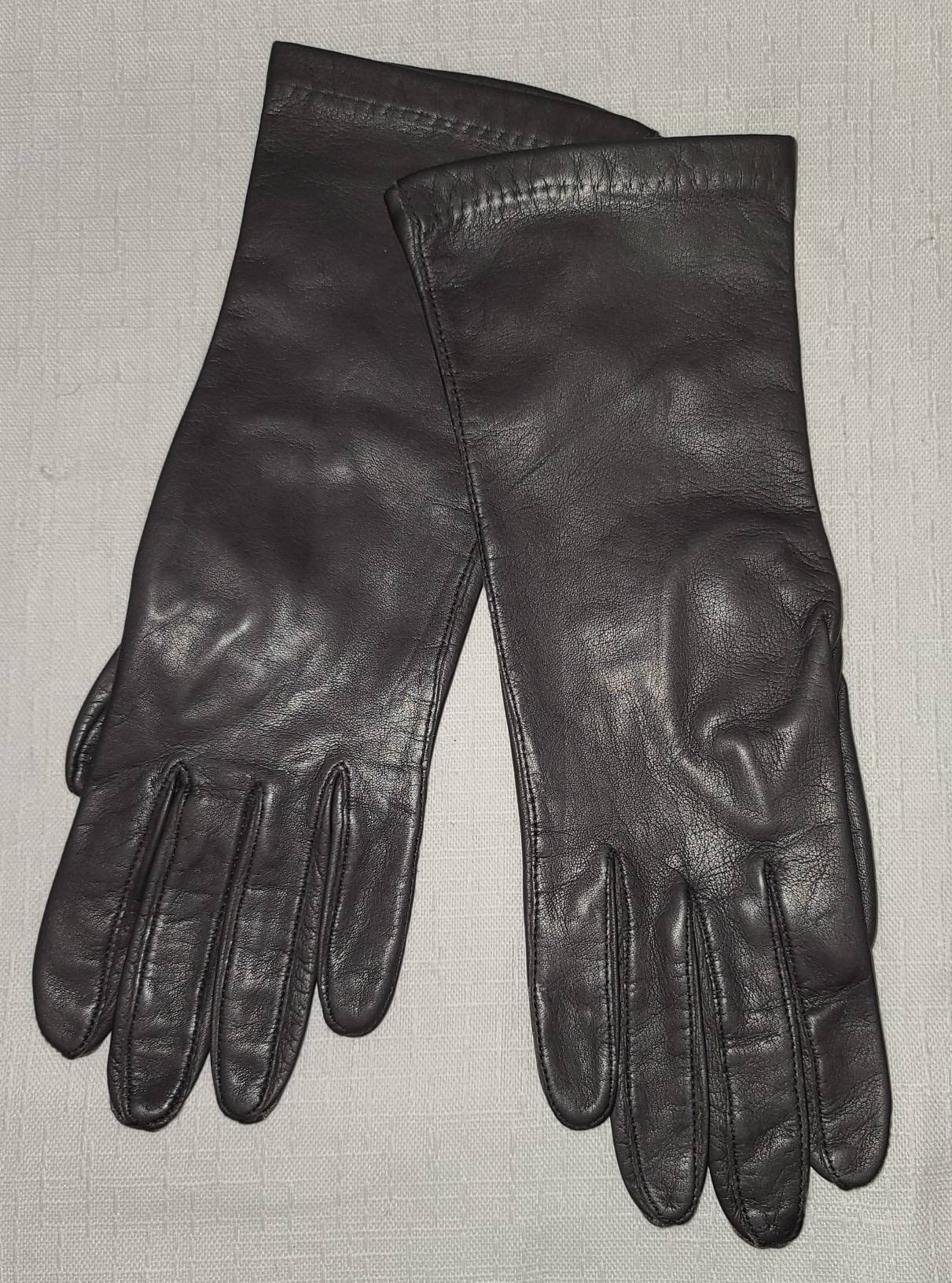 Vintage Leather Gloves 1960s Midlength Dark Smoke Gray Soft Lined ...