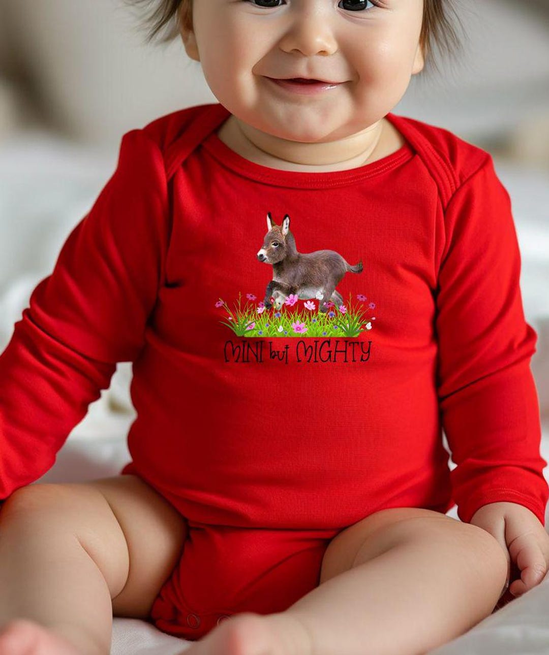 Mini but Mighty Donkey Infant Long Sleeve Bodysuit, Cute Long Sleeve ...