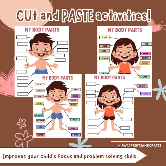 Cut And Paste Body Parts Worksheet My Body | Preschoolearn.com