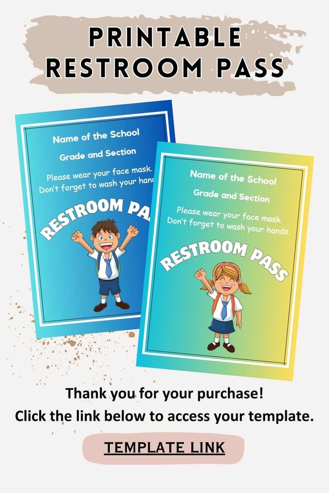EDITABLE Restroom Pass in Canva - Etsy