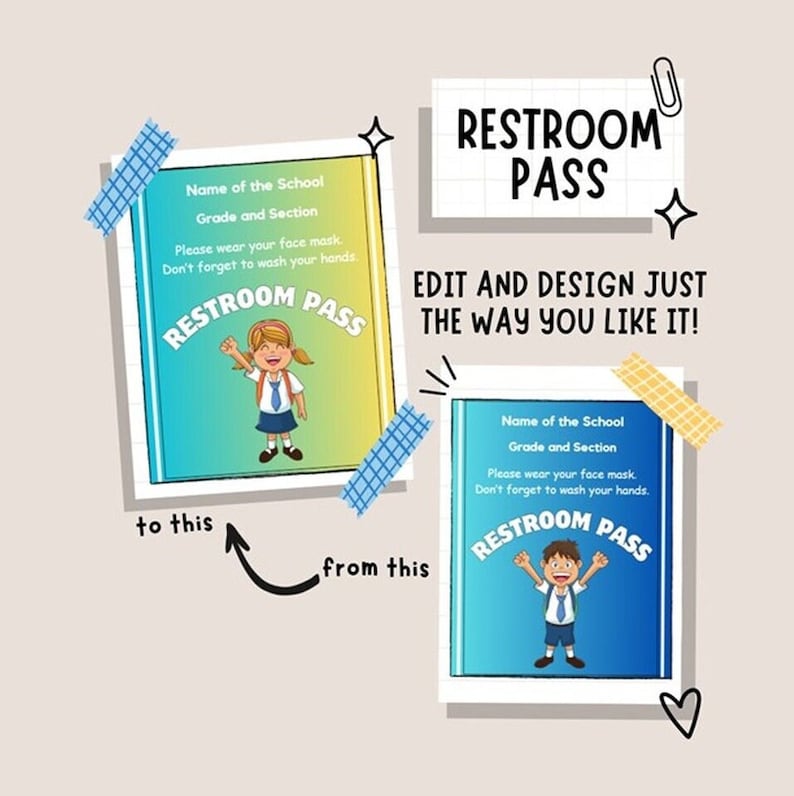 EDITABLE Restroom Pass in Canva - Etsy