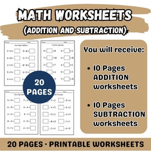 20 Pages Math Worksheets · Addition and Subtraction for Kids ...