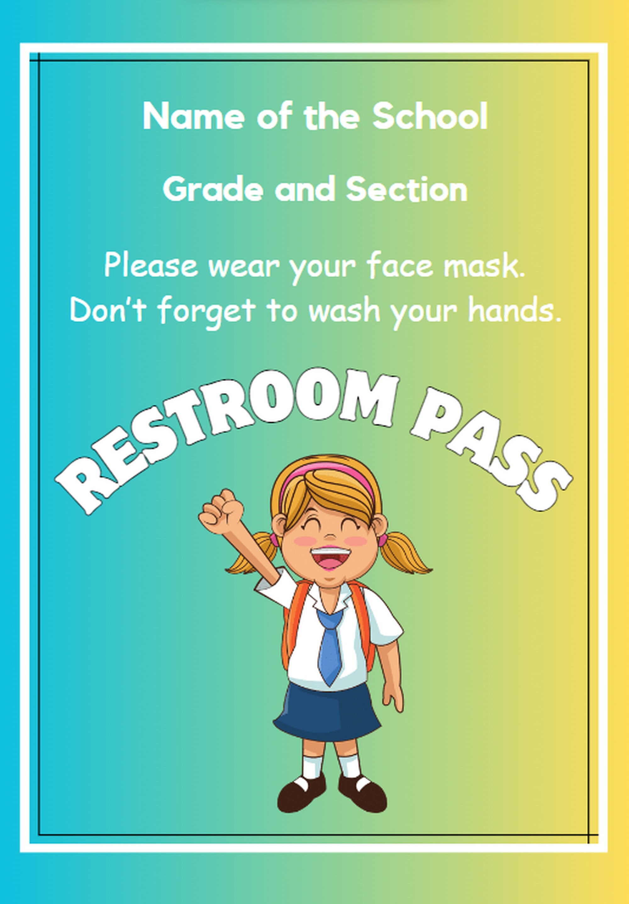 EDITABLE Restroom Pass in Canva - Etsy