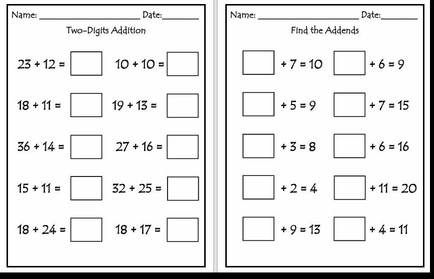 20 Pages Math Worksheets · Addition and Subtraction for Kids ...
