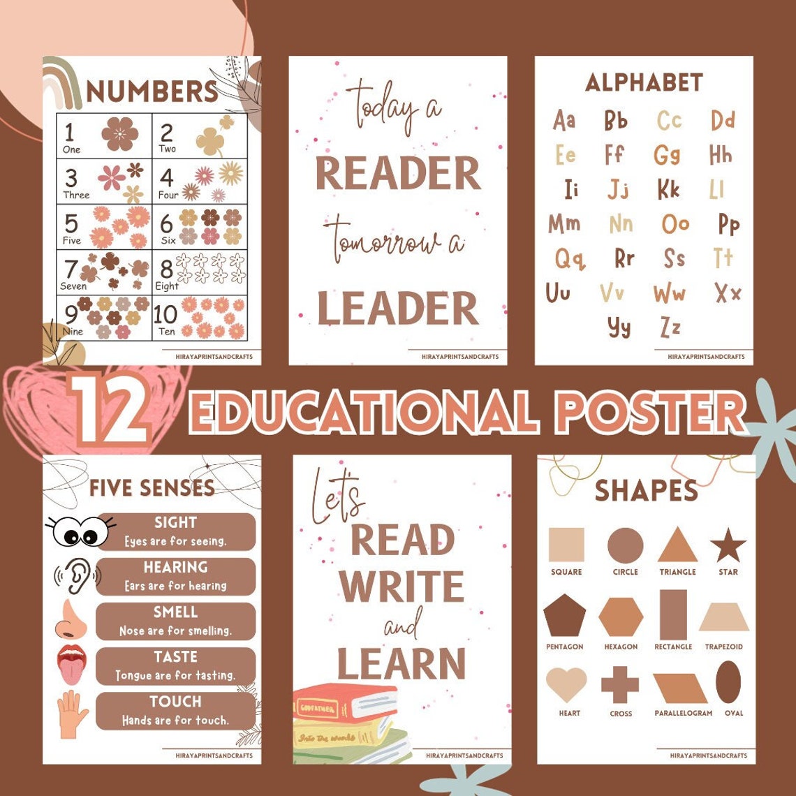 12 Preschool Poster | Educational Poster Wall Art | Toddler Poster ...