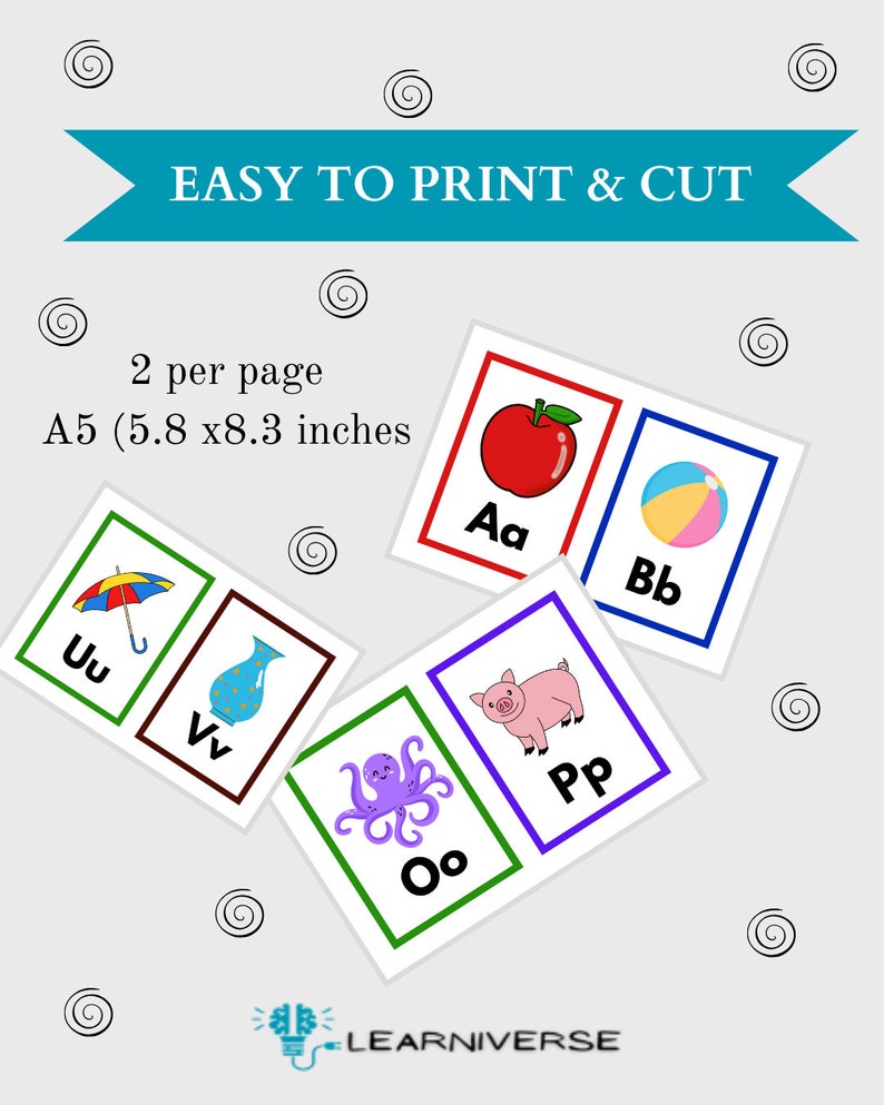 Alphabet Flashcards, Educational Printable Cards, Toddler Flashcards ...