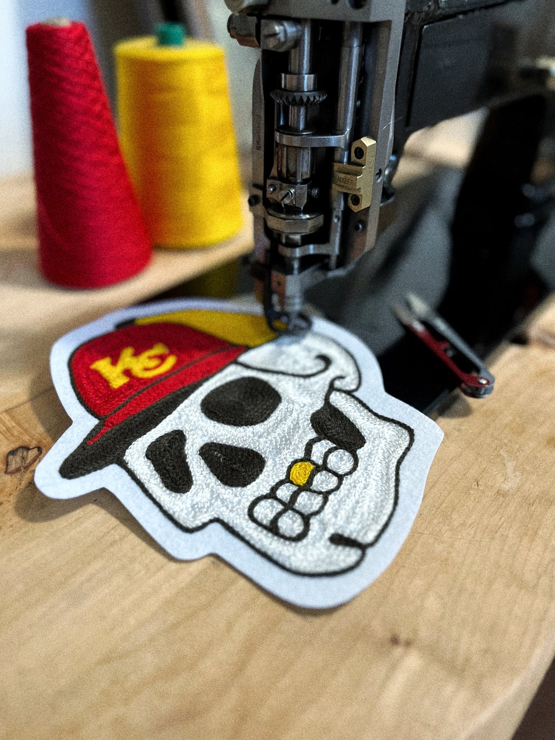 Kansas City Chiefs Skull & Ball Cap Chainstitch Patch - Etsy