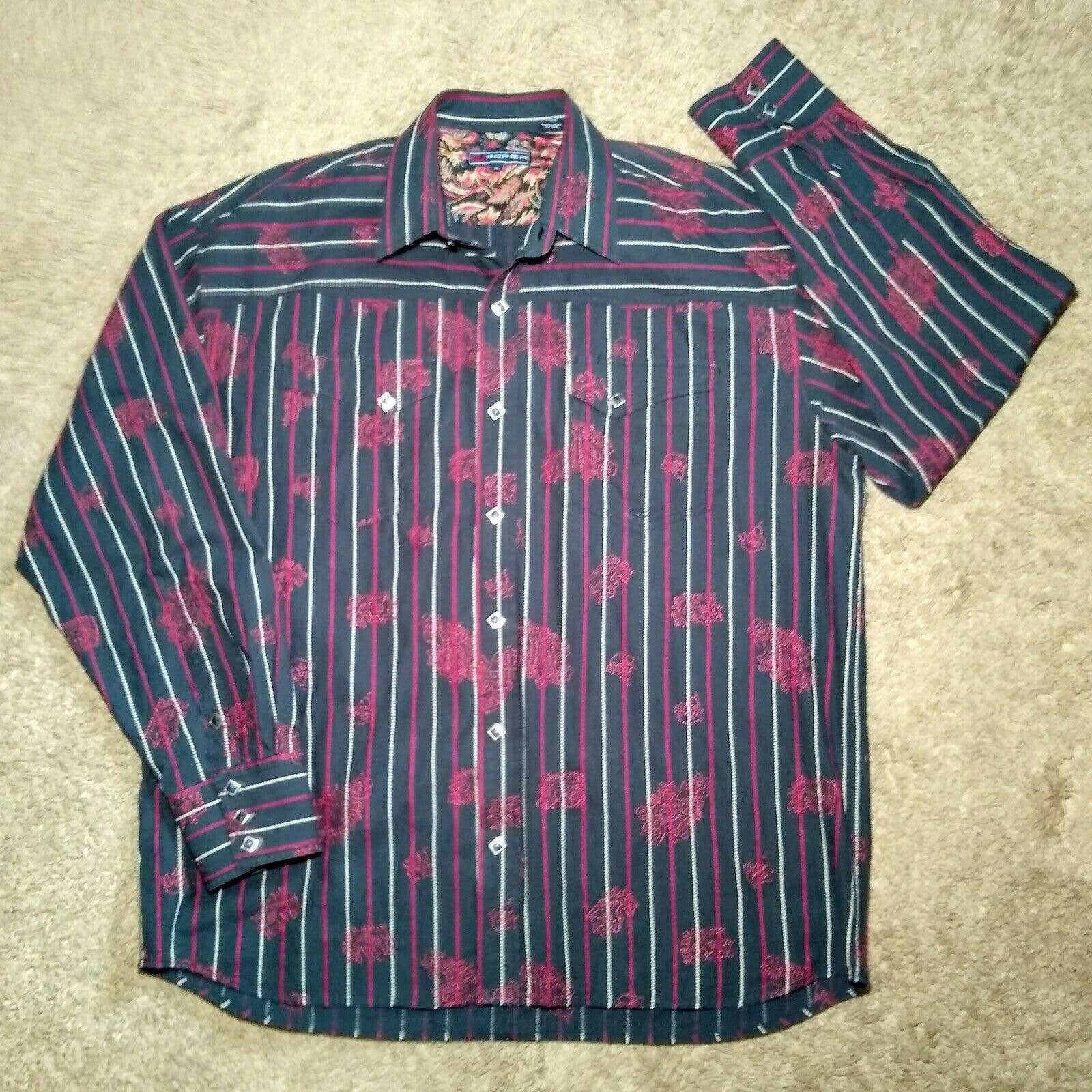 Roper Embroidered WESTERN SHIRT Diamond-shaped Pearl Snaps Size XL - Etsy