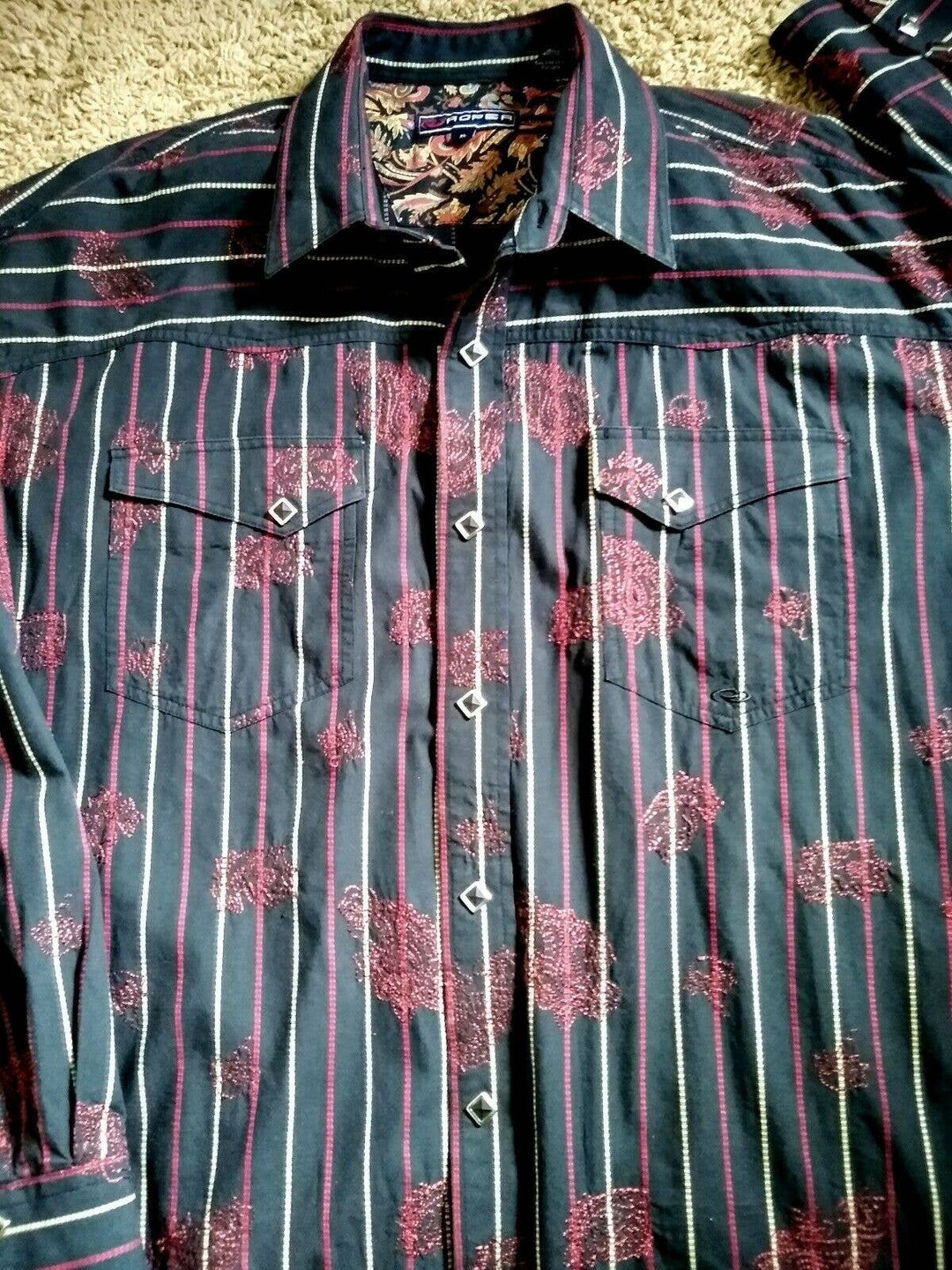 Roper Embroidered WESTERN SHIRT Diamond-shaped Pearl Snaps Size XL - Etsy