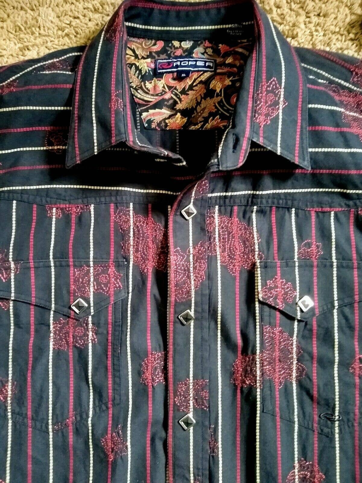 Roper Embroidered WESTERN SHIRT Diamond-shaped Pearl Snaps Size XL - Etsy