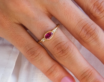 Vintage 14k Ruby & Diamond Ring - Etsy