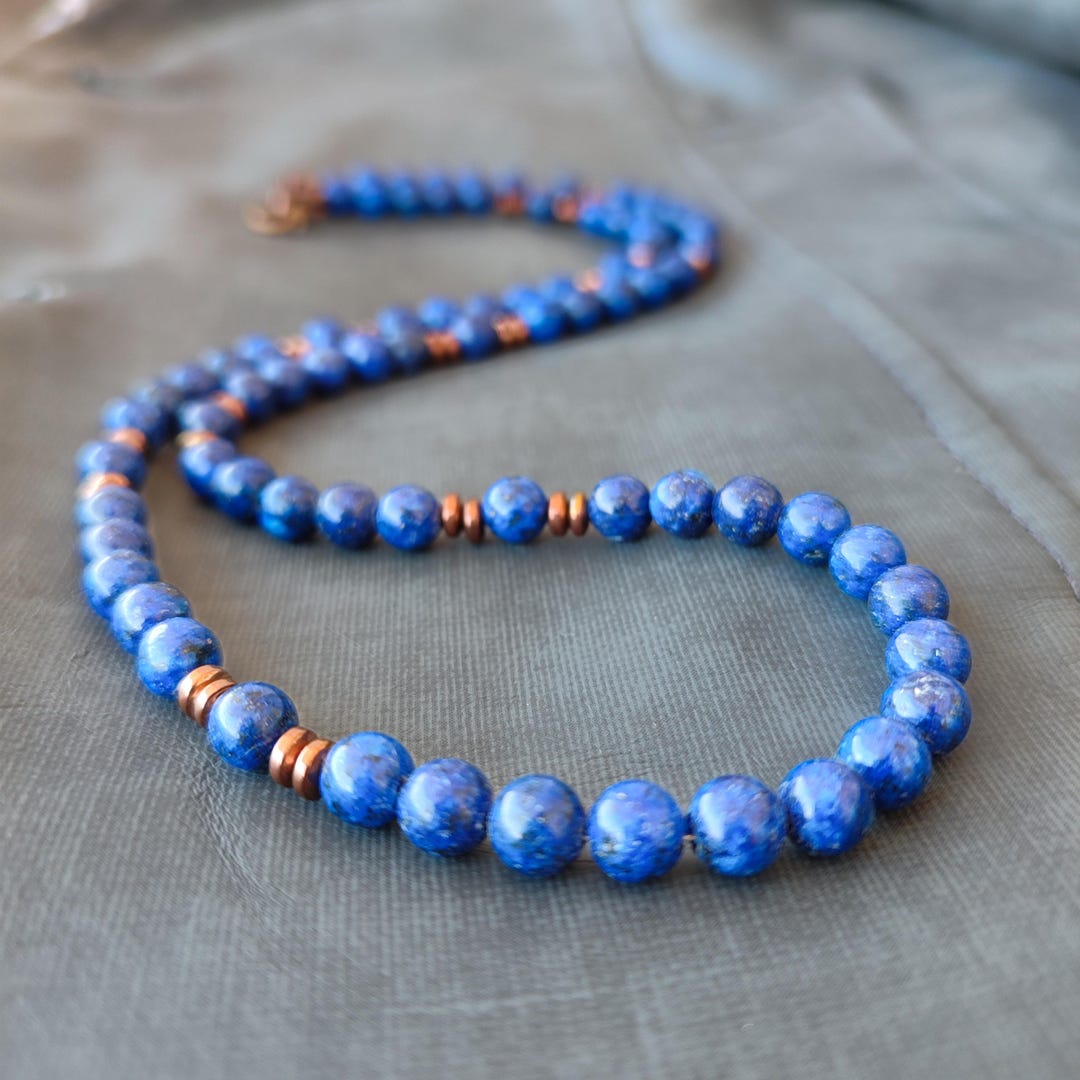 Copper Anniversary Genuine Gift • Lapis Lazuli Necklace in Copper ...