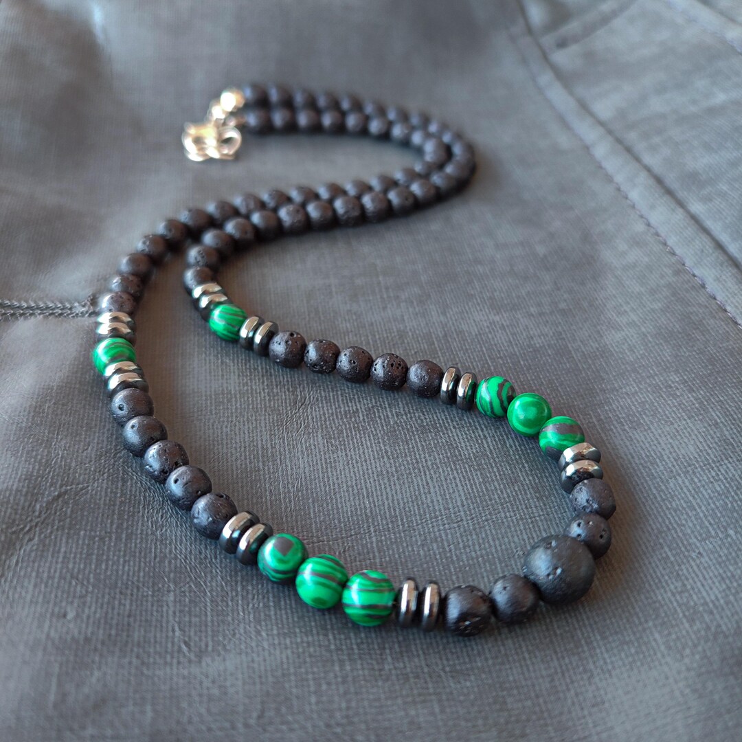 Genuine Malachite Crystal Stone Necklace - Natural Malachite Necklace ...