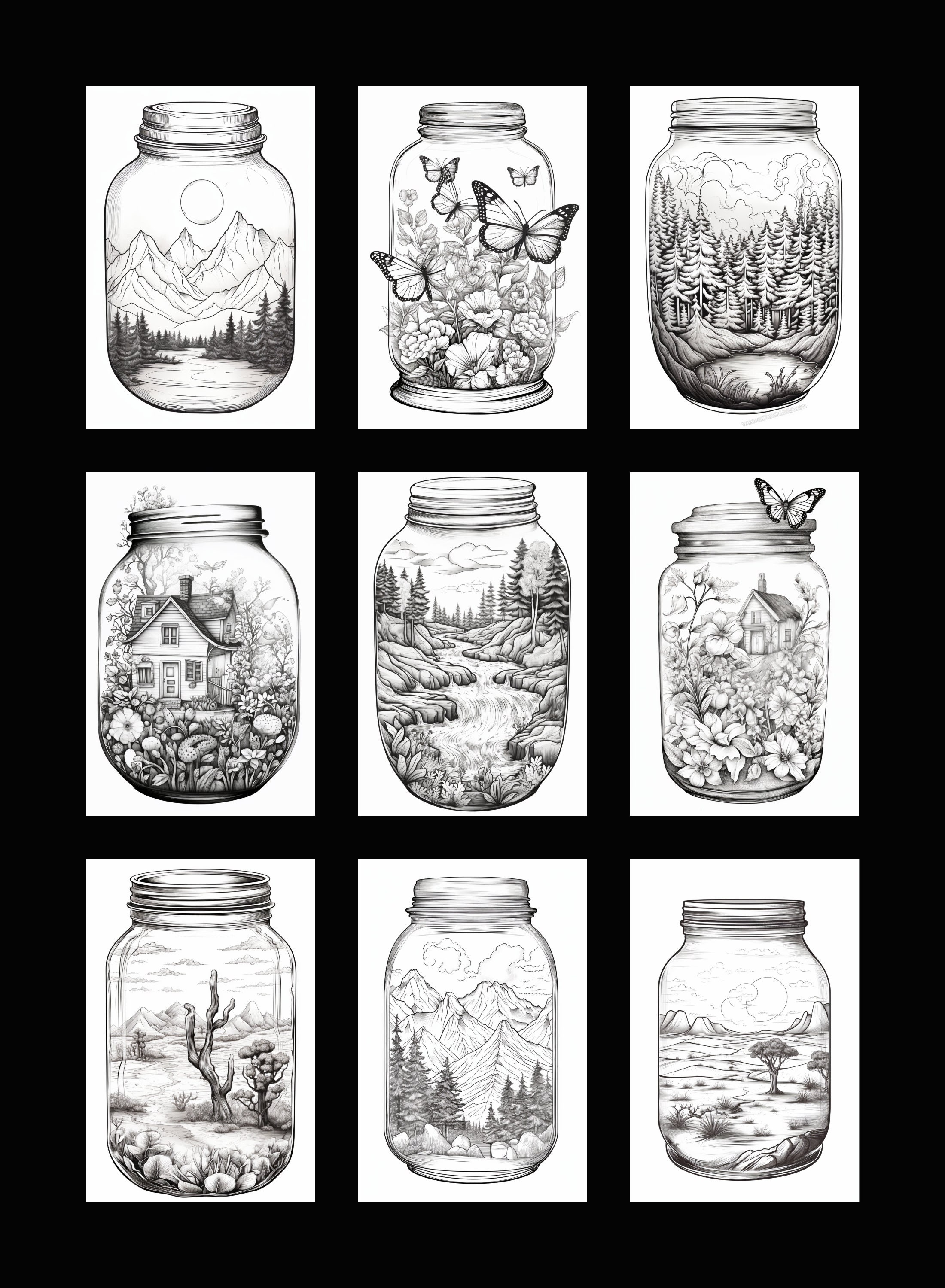World in Jar Coloring Book, Magic Jar, Fairy Coloring Pages, Book PNG ...