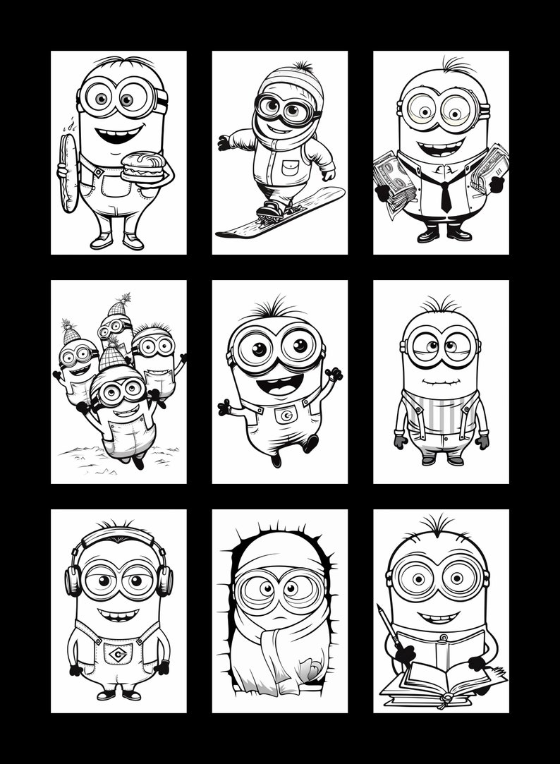 Minions Coloring Book, Kids Coloring Pages, Minion Png, Digital ...