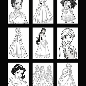 Princess Coloring Page, Girl Coloring Sheet, Kids Book PNG - Etsy