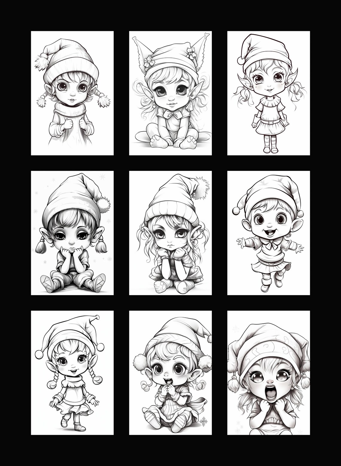 Christmas Elf Coloring Book, Elf PNG, Winter Coloring Page - Etsy
