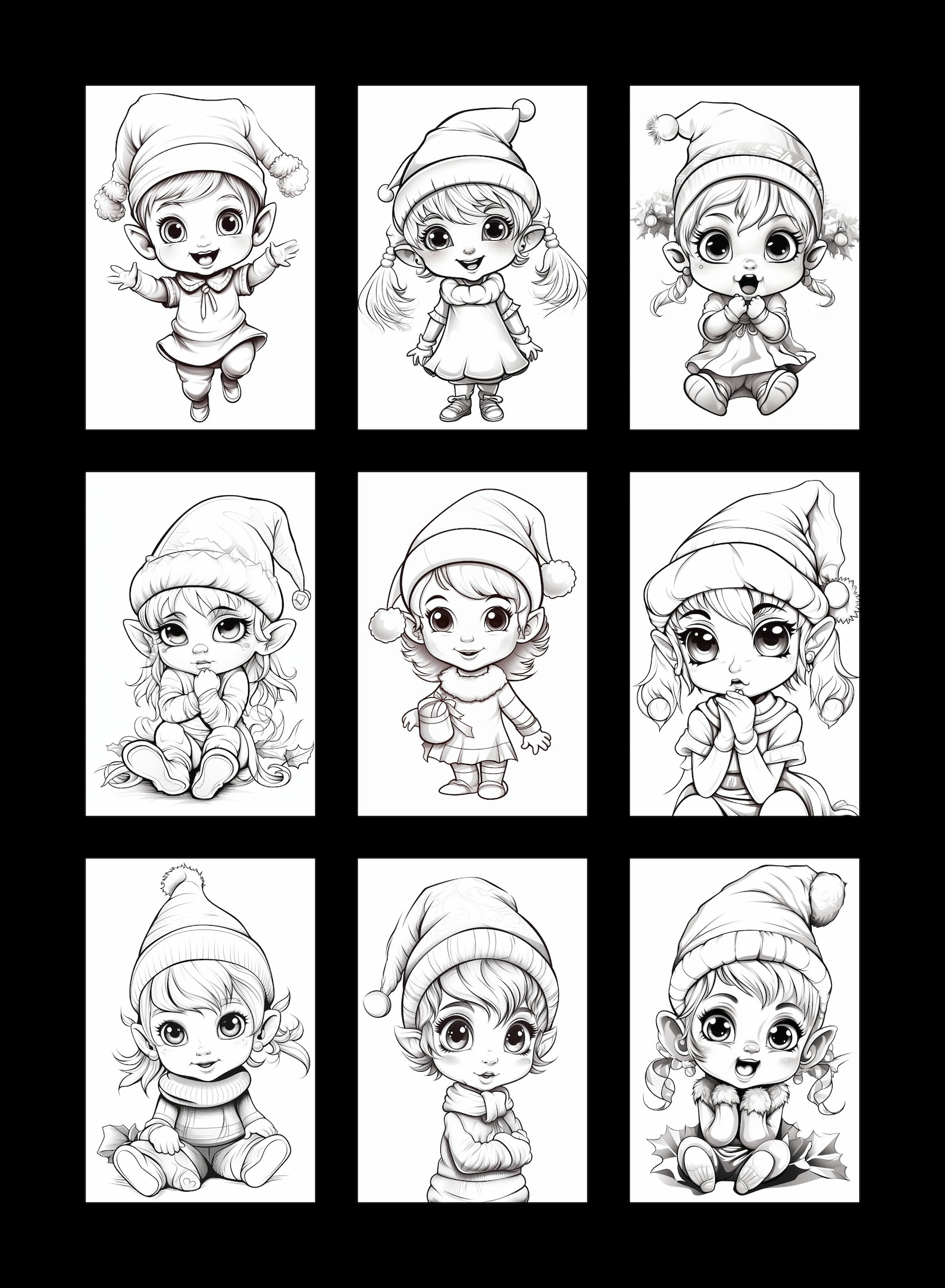 Christmas Elf Coloring Book, Elf PNG, Winter Coloring Page - Etsy