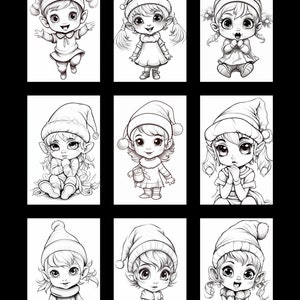Christmas Elf Coloring Book, Elf PNG, Winter Coloring Page - Etsy