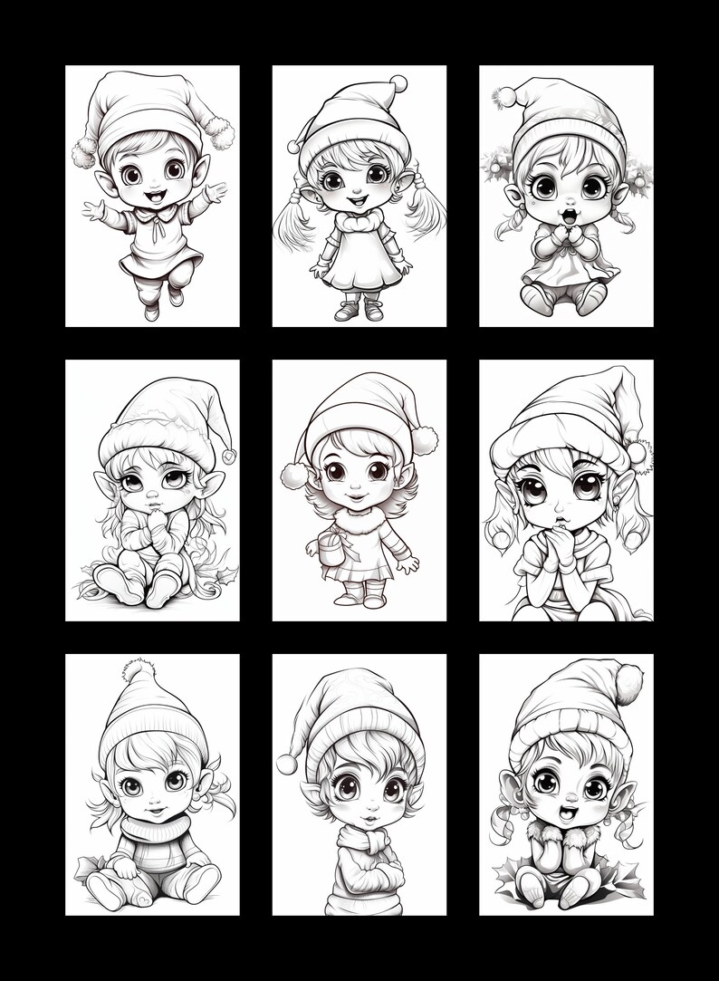 Christmas Elf Coloring Book, Elf PNG, Winter Coloring Page - Etsy