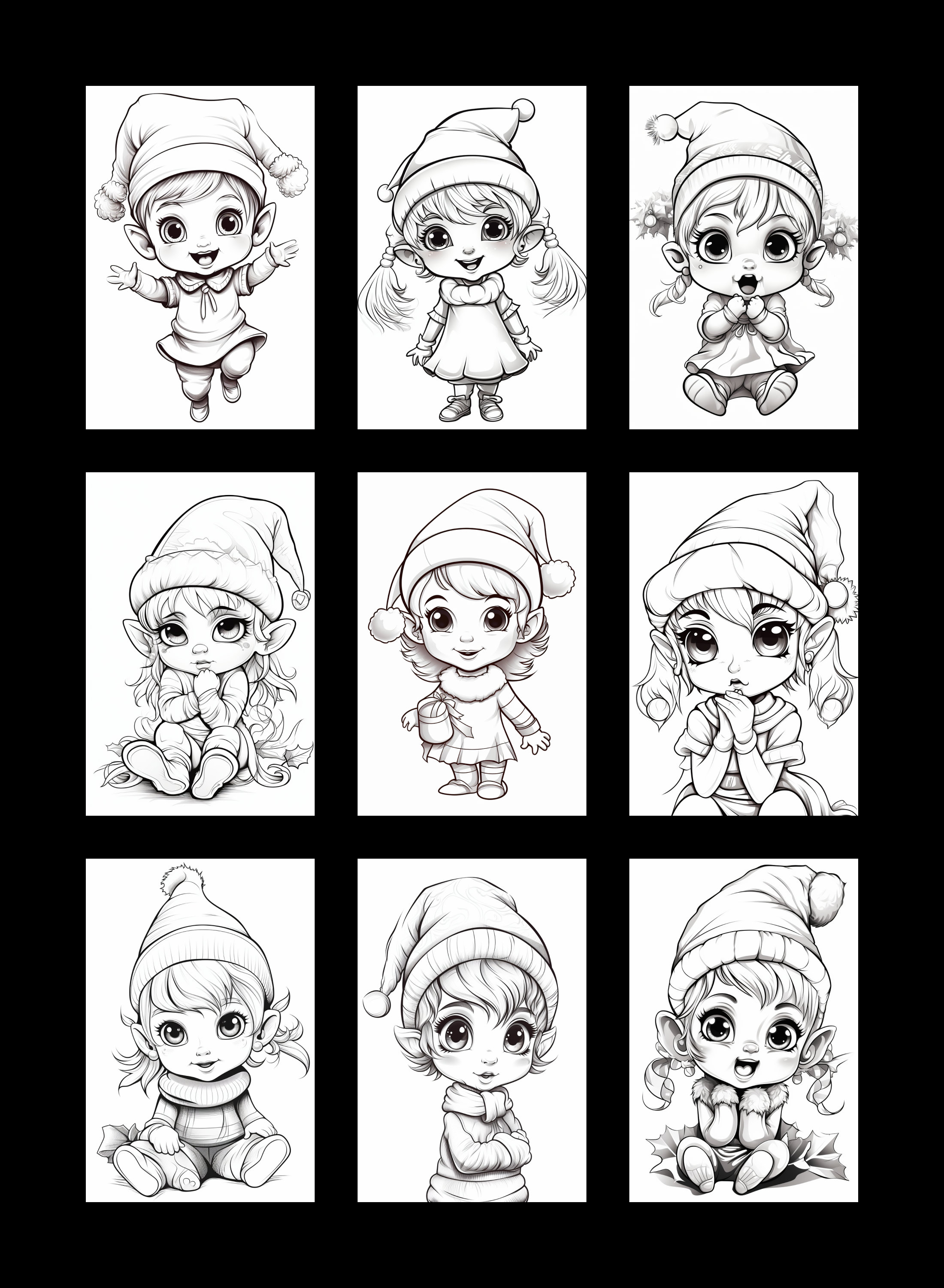 Christmas Elf Coloring Book, Elf PNG, Winter Coloring Page - Etsy