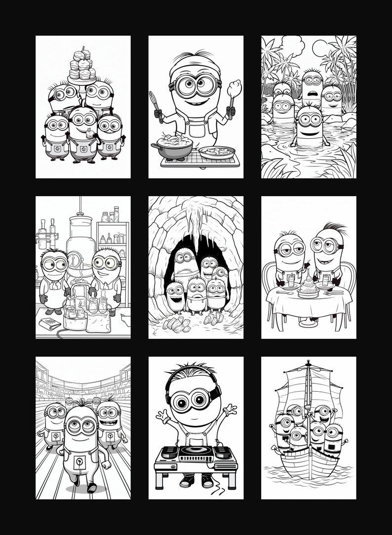 Minions Coloring Book, Kids Coloring Pages, Minion Png, Digital ...